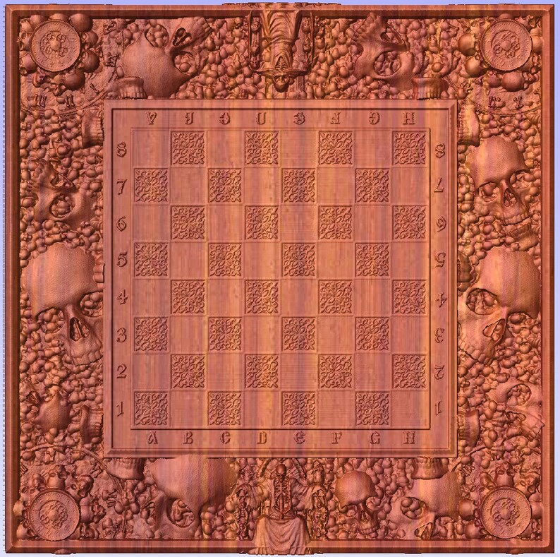 Skull Lords Chessboard 3D Model STL for CNC Router or 3d Printing Chess ...