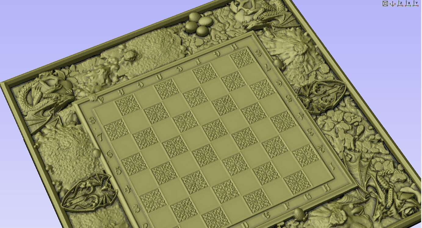 Dragon Nest Chessboard 3D Model STL for CNC Router or 3d Printing Chess ...