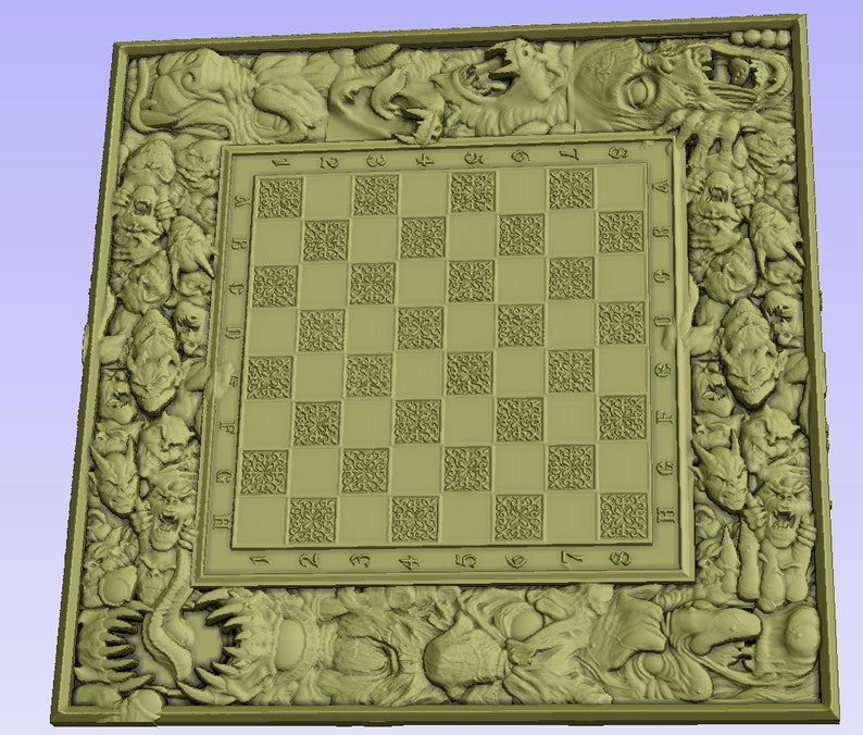 Evil Monsters Chessboard 3D Model STL for CNC Router or 3d Printing ...