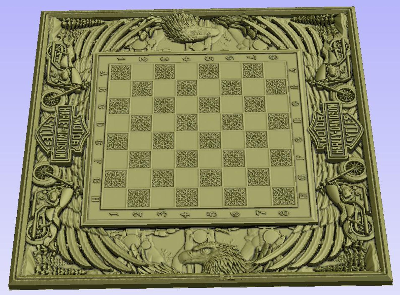 Harley Davidson Chess Board 3D Model STL for CNC Router or 3d Printing ...