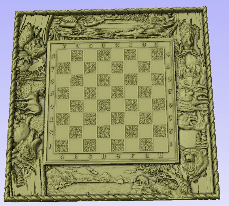 Animals Forest Chessboard 3D Model STL for CNC Router or 3d Printing ...