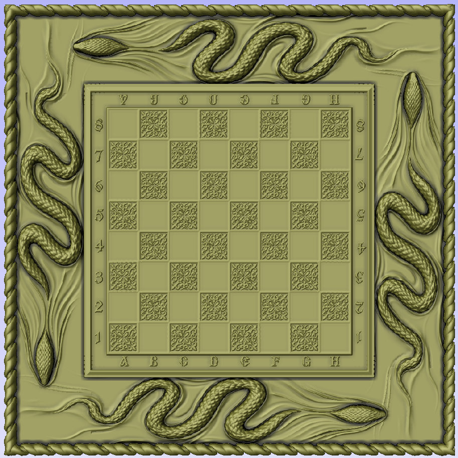 Snakes Chessboard 3D Model STL for CNC Router or 3d Printing Chess ...