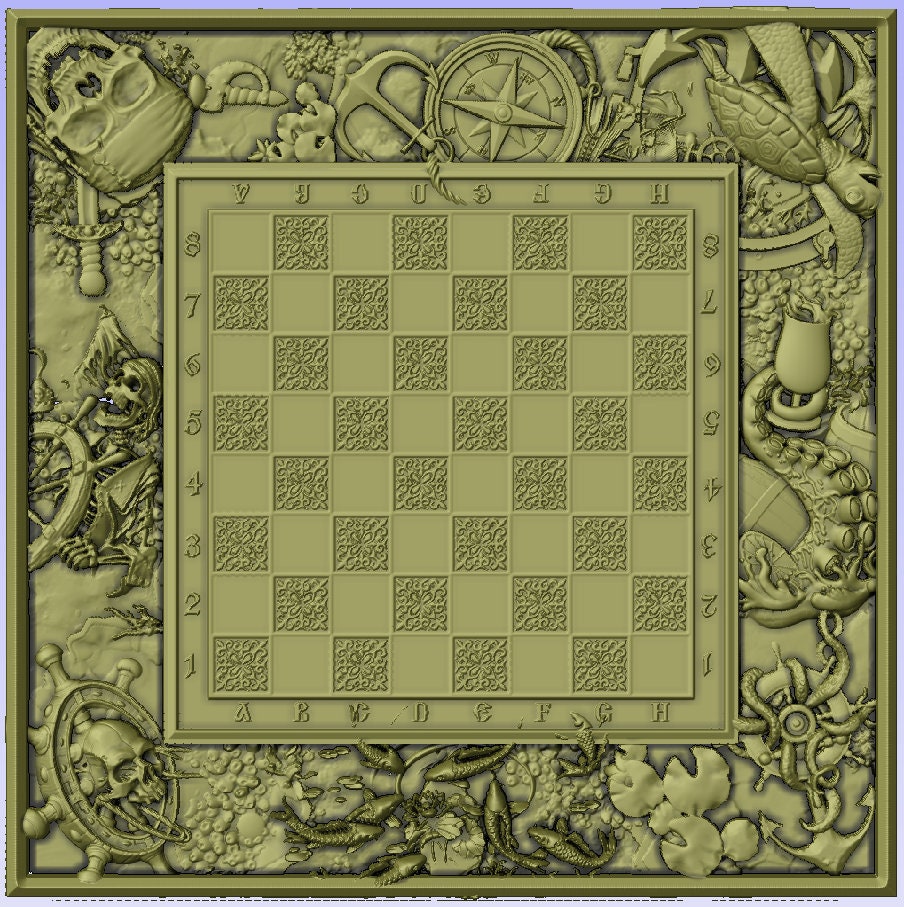 Pirates Chessboard 3D Model STL for CNC Router or 3d Printing Chess ...