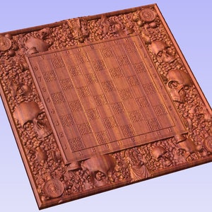 Skull Lords Chessboard 3D Model STL for CNC Router or 3d Printing Chess ...