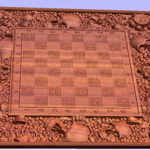 Skull Lords Chessboard 3D Model STL for CNC Router or 3d Printing Chess ...
