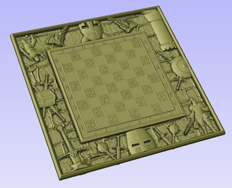 Medieval Chessboard 3D Model STL for CNC Router or 3d Printing Chess ...