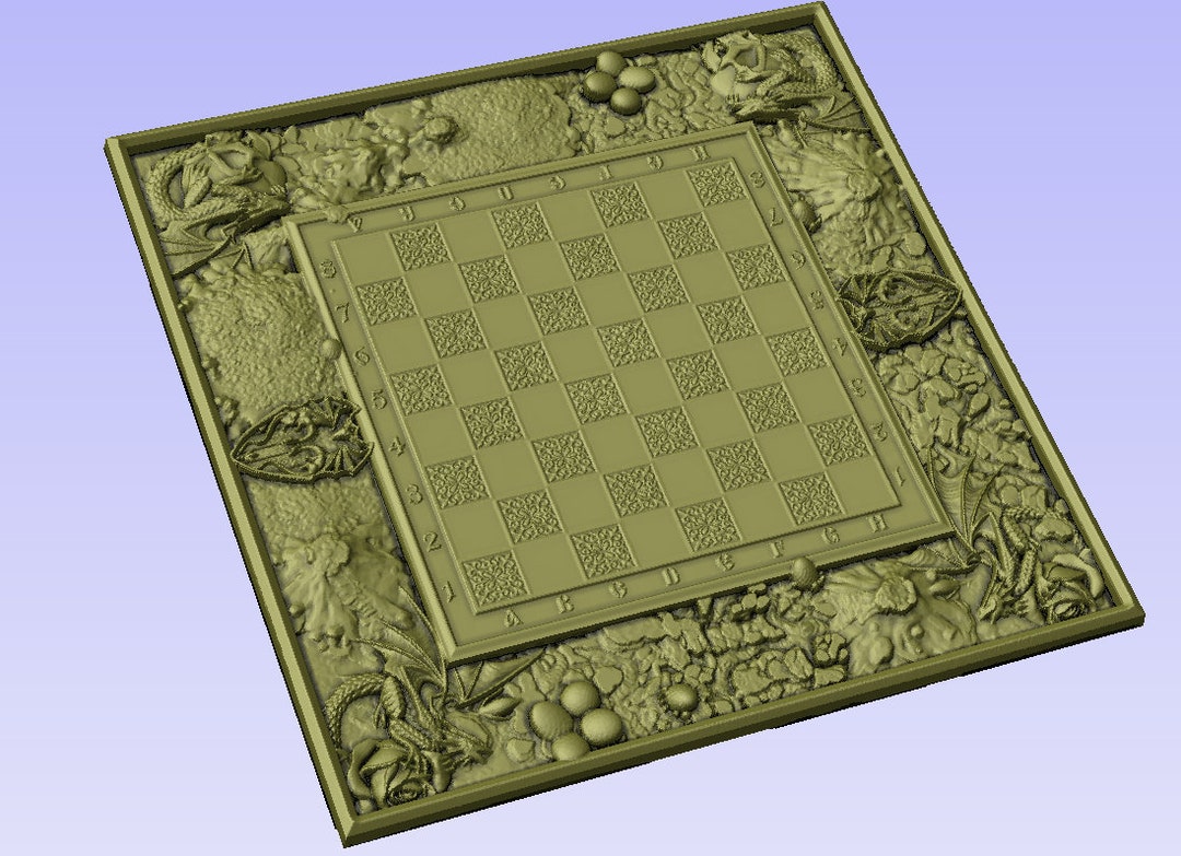 Dragon Nest Chessboard 3D Model STL for CNC Router or 3d Printing Chess ...