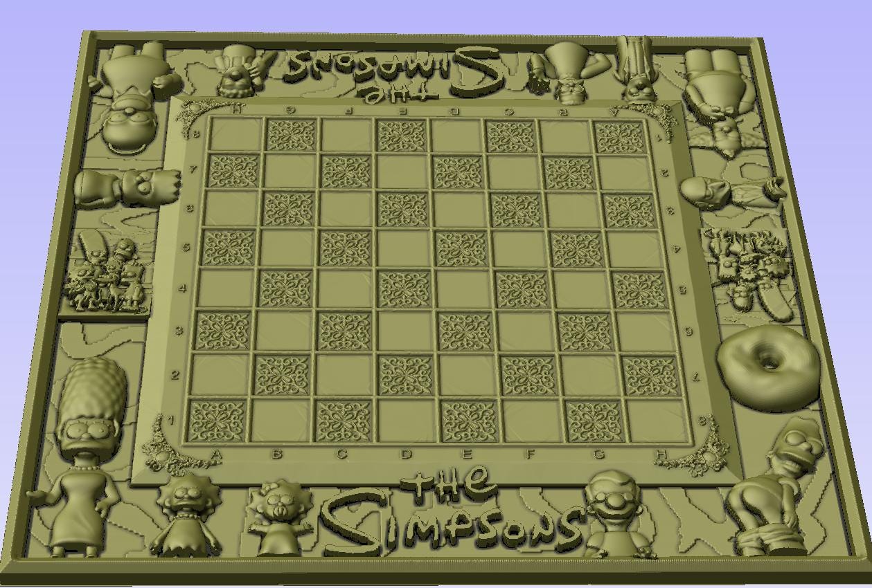 Simpsons Chessboard 3D Model STL for CNC Router or 3d Printing Chess ...