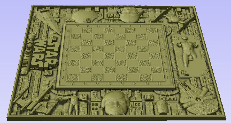 Star Wars Chessboard 3D Model STL for CNC Router or 3d Printing Chess ...