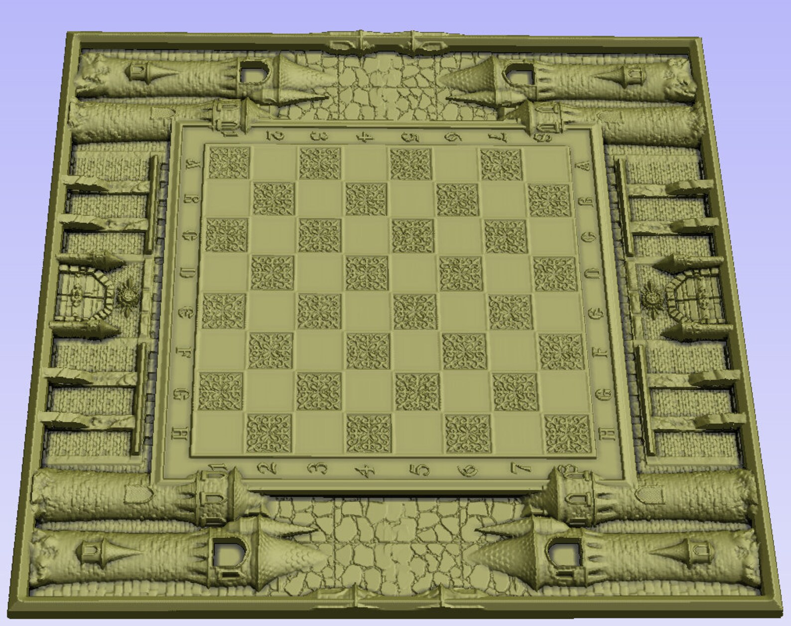 Citadel Castle Chessboard 3D Model STL for CNC Router or 3d Printing ...