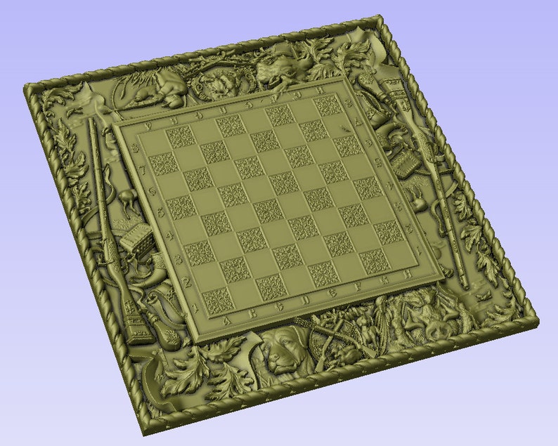 Hunting Chessboard 3D Model STL for CNC Router or 3d Printing Chess ...