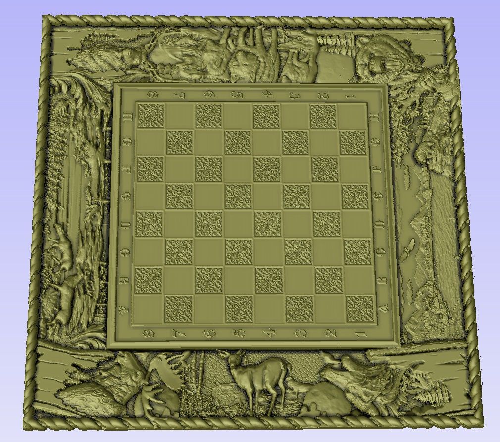 Animals Forest Chessboard 3D Model STL for CNC Router or 3d Printing ...