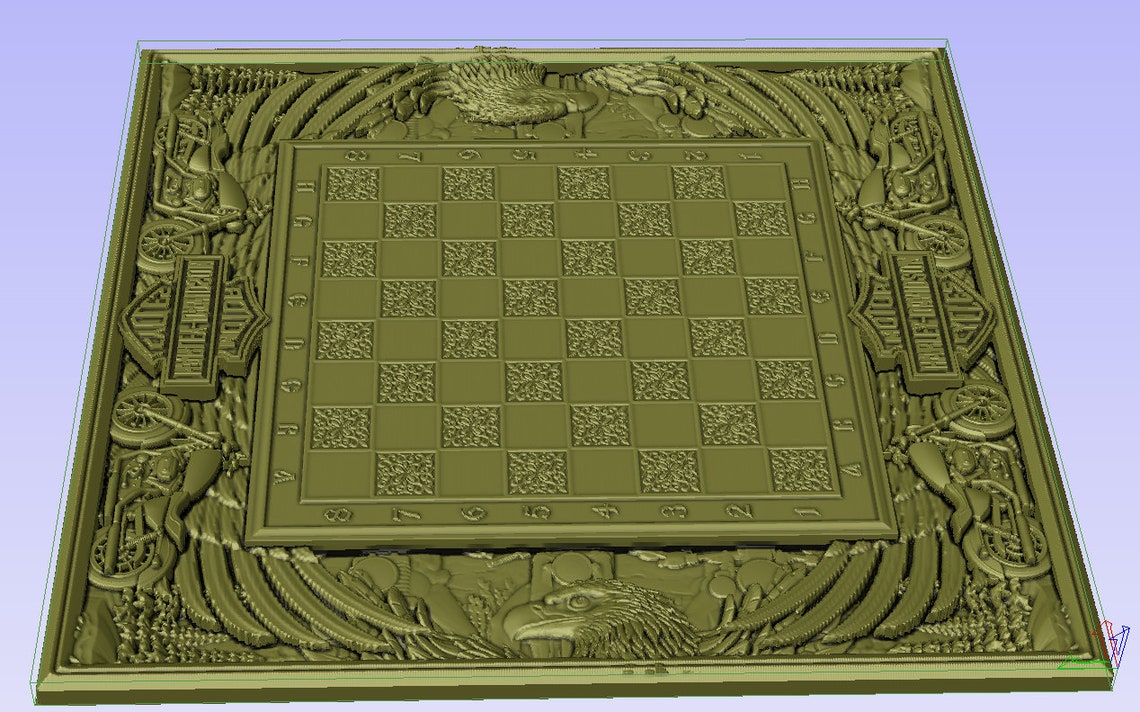 Harley Davidson Chess Board 3D Model STL for CNC Router or 3d Printing ...