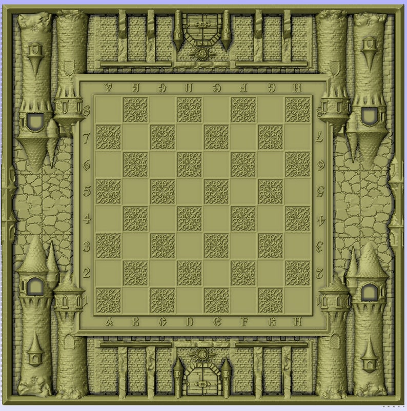 Citadel Castle Chessboard 3D Model STL for CNC Router or 3d Printing ...