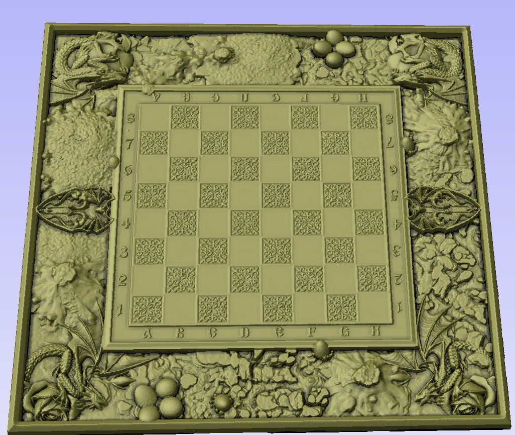 Dragon Nest Chessboard 3D Model STL for CNC Router or 3d Printing Chess ...