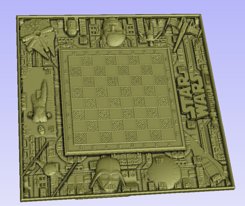 Star Wars Chessboard 3D Model STL for CNC Router or 3d Printing Chess ...