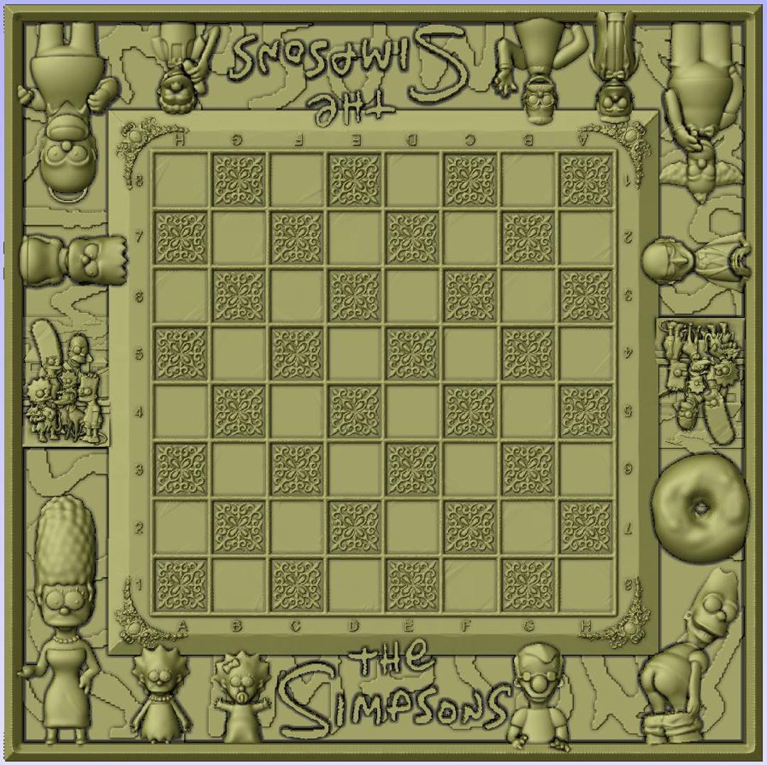 Simpsons Chessboard 3D Model STL for CNC Router or 3d Printing Chess ...