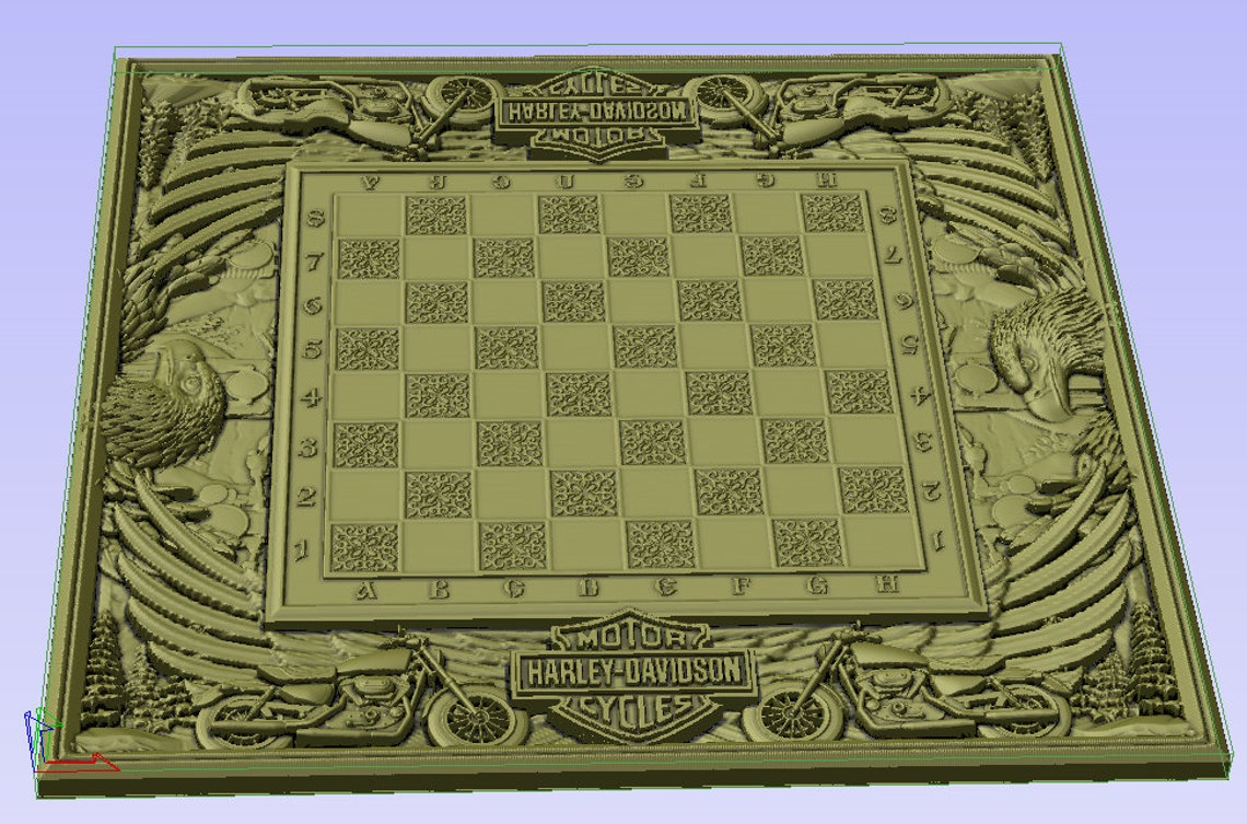 Harley Davidson Chess Board 3D Model STL for CNC Router or 3d Printing ...