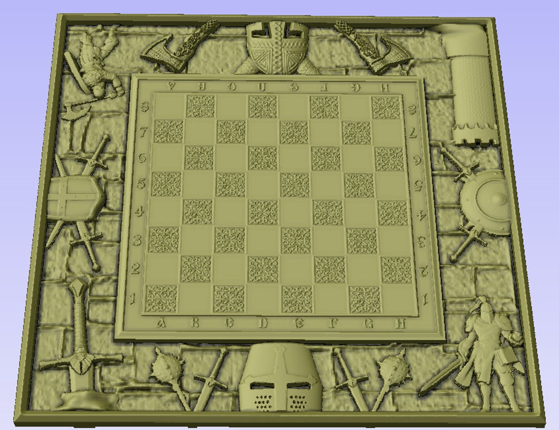 Medieval Chessboard 3D Model STL for CNC Router or 3d Printing Chess ...
