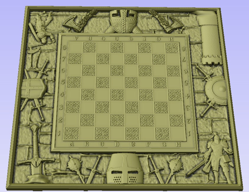 Medieval Chessboard 3D Model STL for CNC Router or 3d Printing Chess ...
