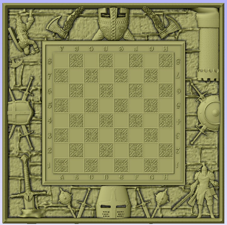 Medieval Chessboard 3D Model STL for CNC Router or 3d Printing Chess ...