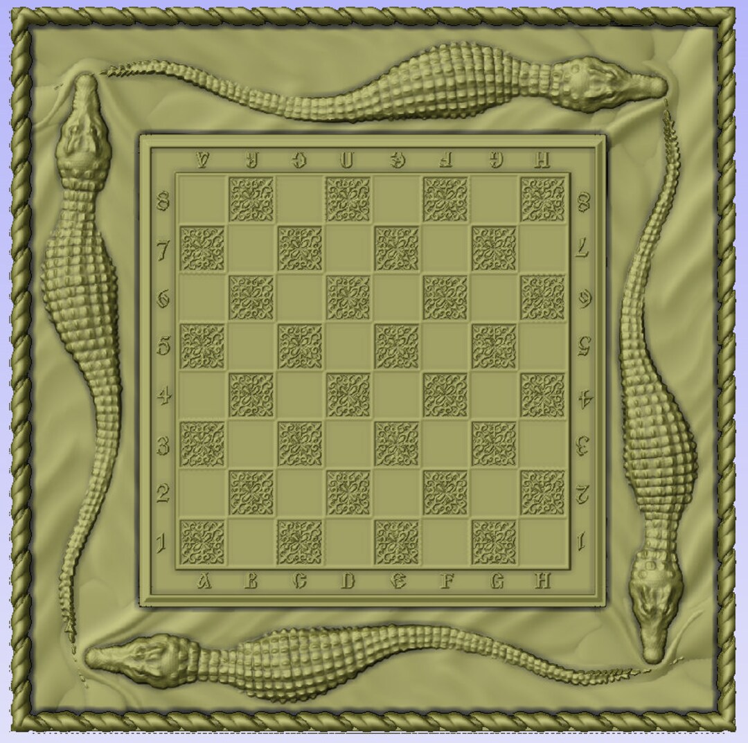 Crocodile Chessboard 3D Model STL for CNC Router or 3d Printing Chess ...