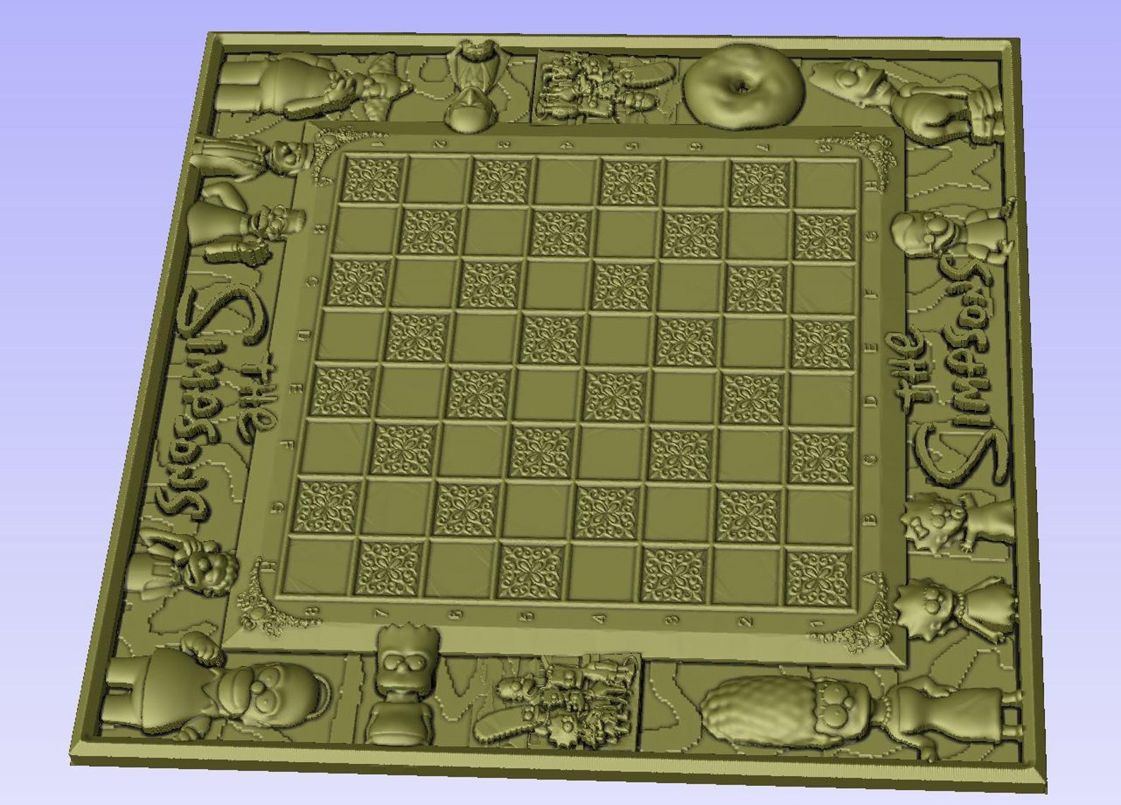 Simpsons Chessboard 3D Model STL for CNC Router or 3d Printing Chess ...