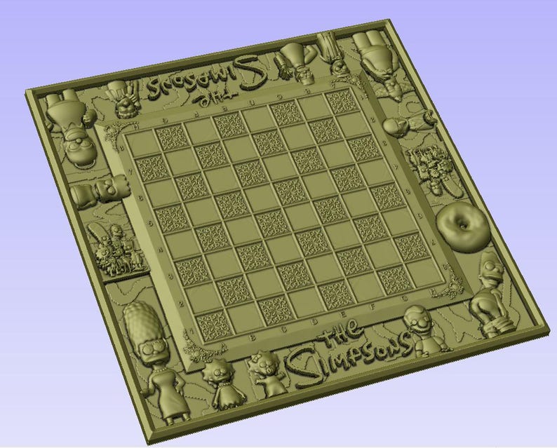 Simpsons Chessboard 3D Model STL for CNC Router or 3d Printing Chess ...
