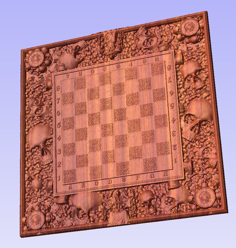 Skull Lords Chessboard 3D Model STL for CNC Router or 3d Printing Chess ...