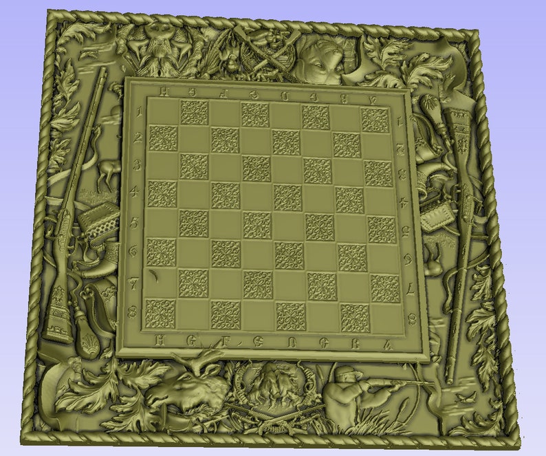 Hunting Chessboard 3D Model STL for CNC Router or 3d Printing Chess ...