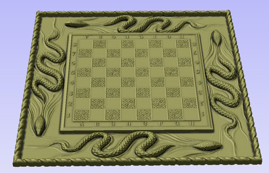 Snakes Chessboard 3D Model STL for CNC Router or 3d Printing Chess ...