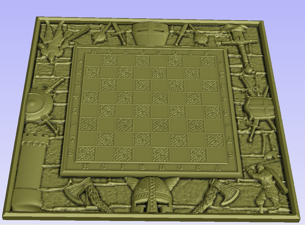 Medieval Chessboard 3D Model STL for CNC Router or 3d Printing Chess ...