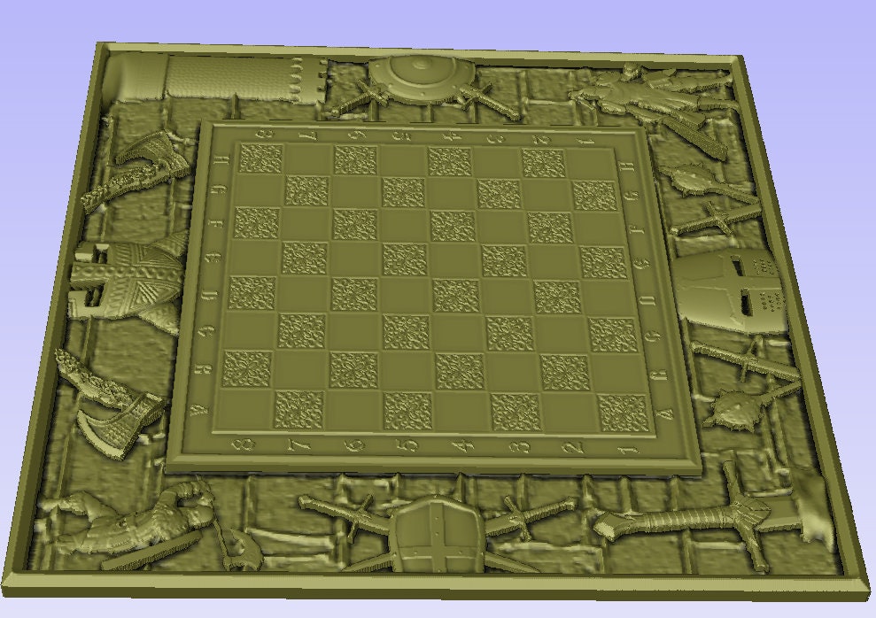 Medieval Chessboard 3D Model STL for CNC Router or 3d Printing Chess ...