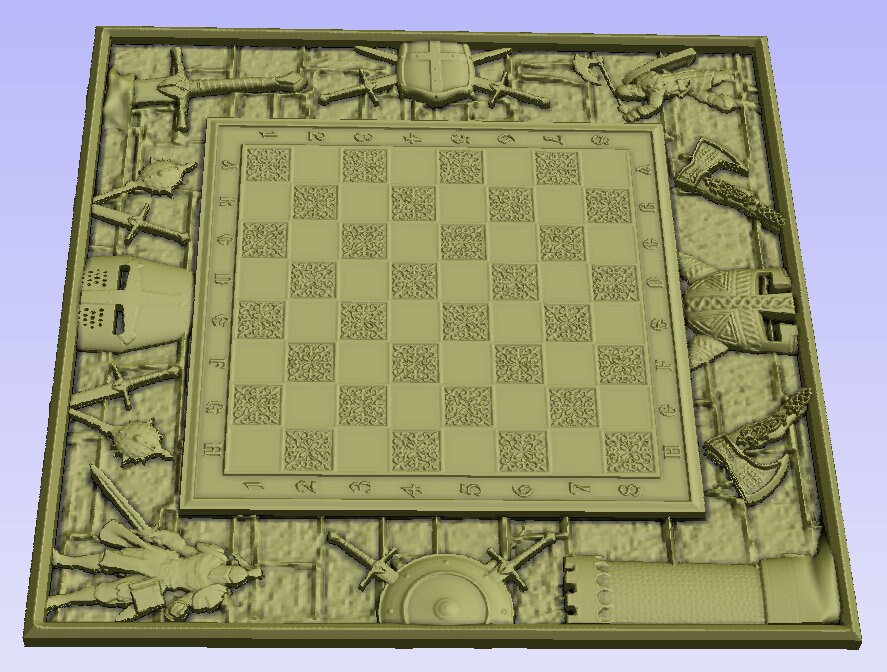 Medieval Chessboard 3D Model STL for CNC Router or 3d Printing Chess ...