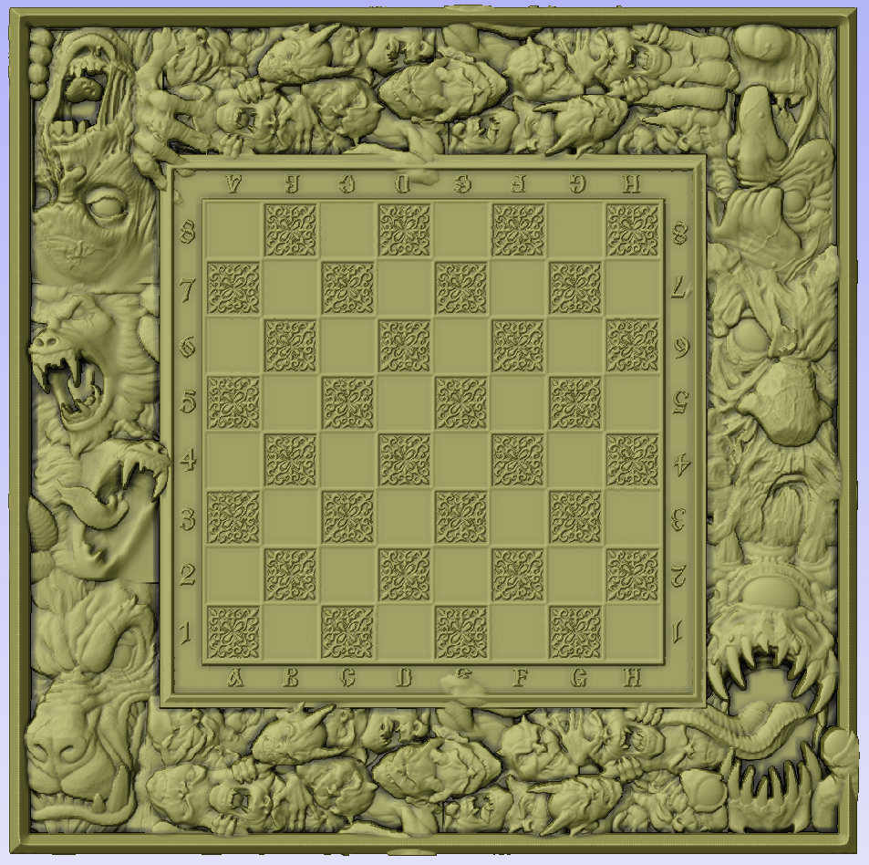 Evil Monsters Chessboard 3D Model STL for CNC Router or 3d Printing ...