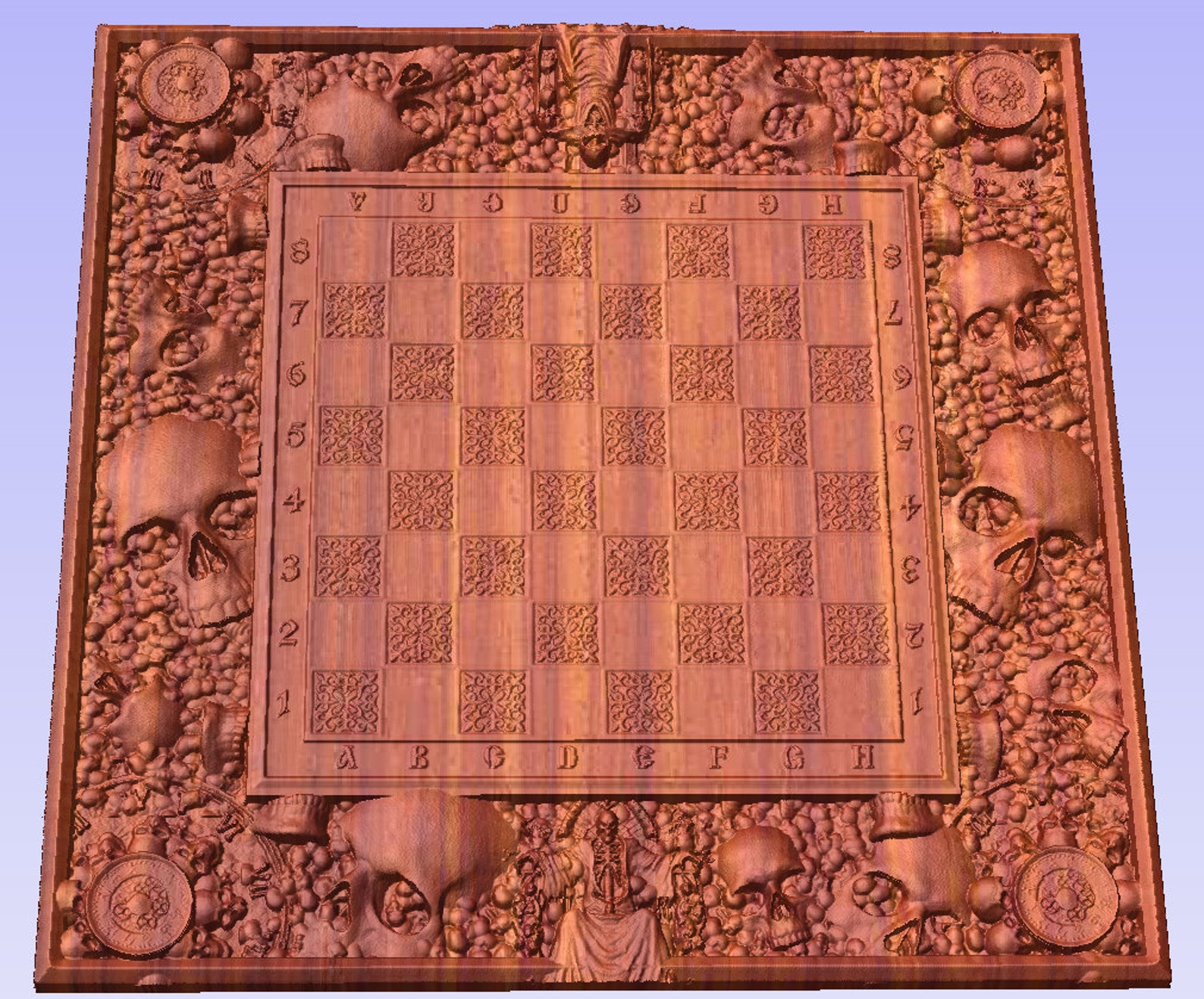 Skull Lords Chessboard 3D Model STL for CNC Router or 3d Printing Chess ...