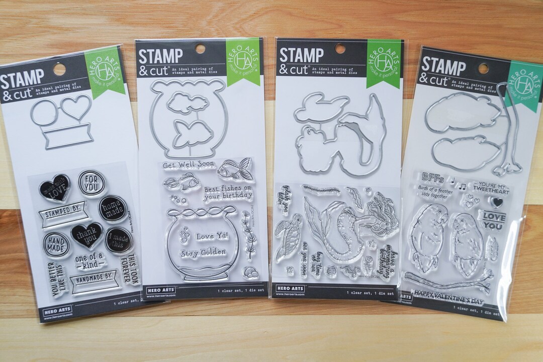 Hero Arts Stamp & Cut Set, Fish, Mermaid, Birds, Handmade Tag, Stamp ...