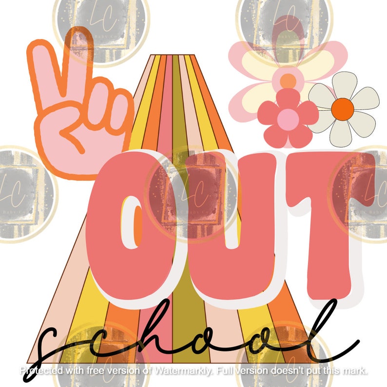Peace Out School Retro Png, Retro Style Summer Png, Summertime Png ...