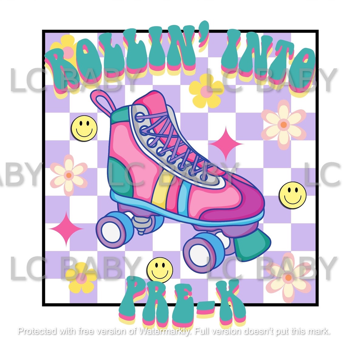 Rollin Into Pre-k Roller Skate Back to School Png Retro - Etsy