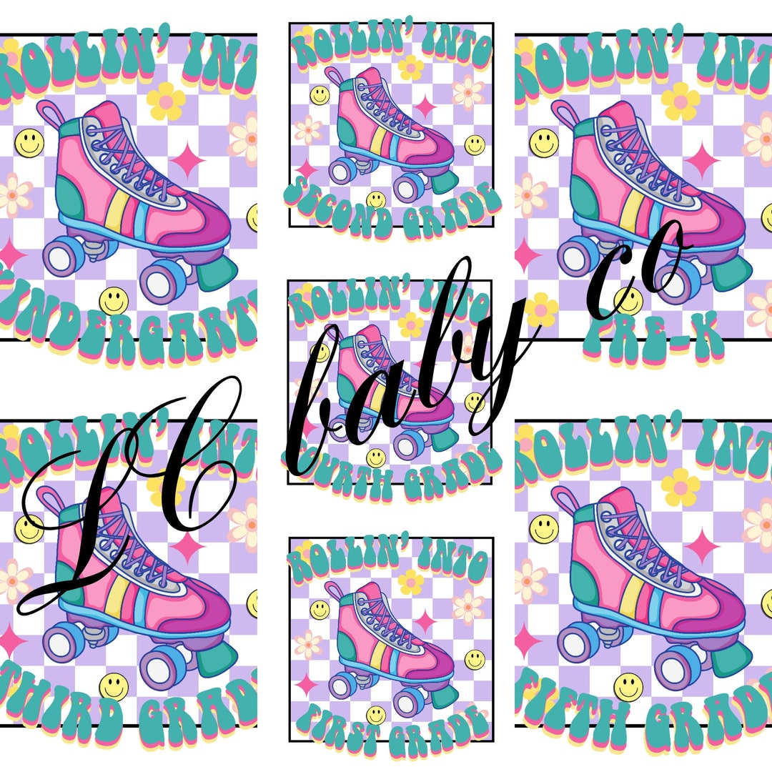 Rollin Into Kindergarten Bundle Roller Skate Back to School Png, Retro ...
