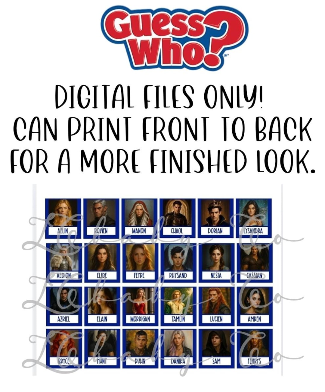 ACOTAR Digital Guess Who Game Cards, Spicy Book Club Games, Custom ...