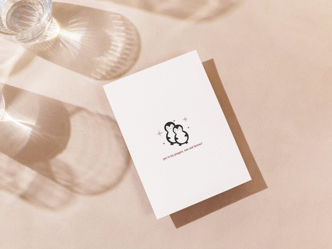Penguin Valentines Day Card, Instant Download, Perfect Gift, Cute ...