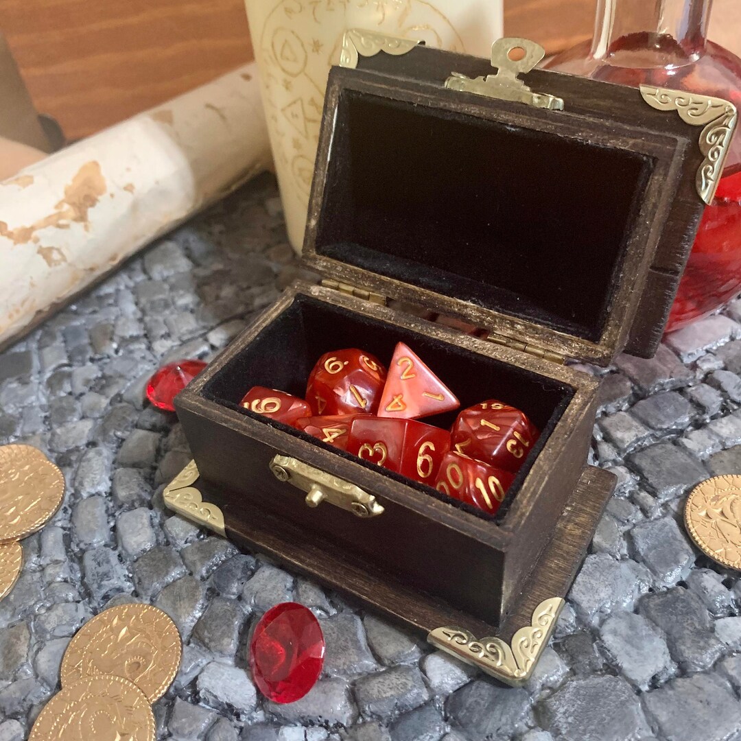 Dice Chest Box, Wooden, for Roleplaying Dungeons and Dragons ...
