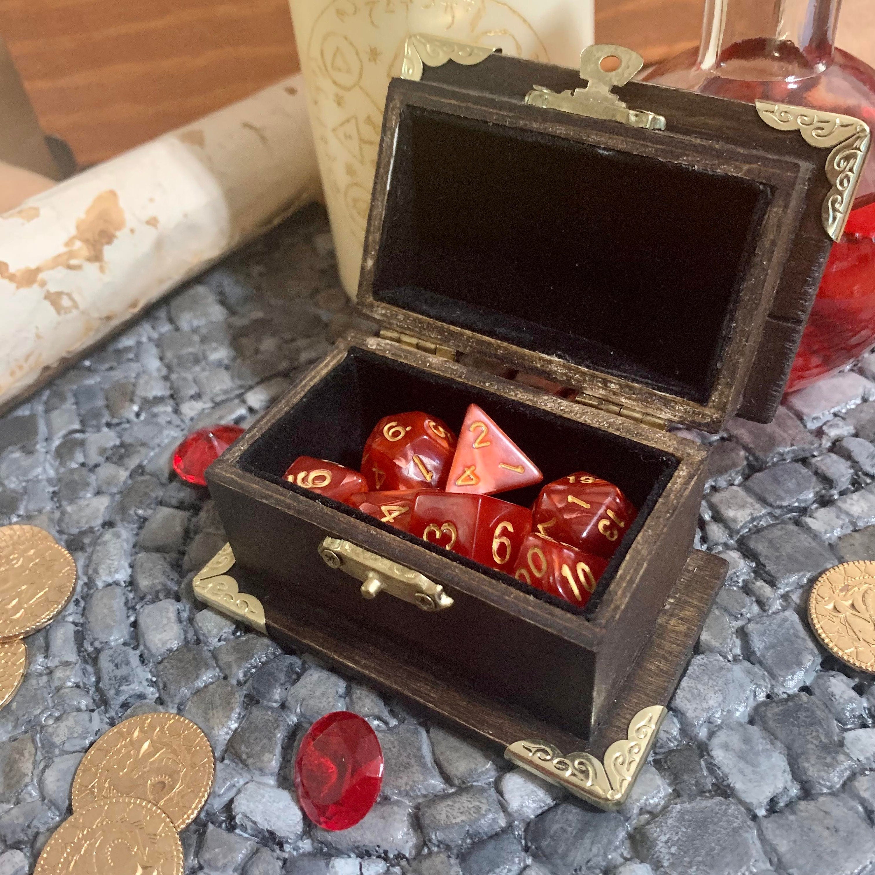 Dice Chest Box, Wooden, for Roleplaying Dungeons and Dragons ...