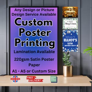 Custom Personalised Printed Posters, Any Size, A1,A2,A3,A4 , Wipeable ...
