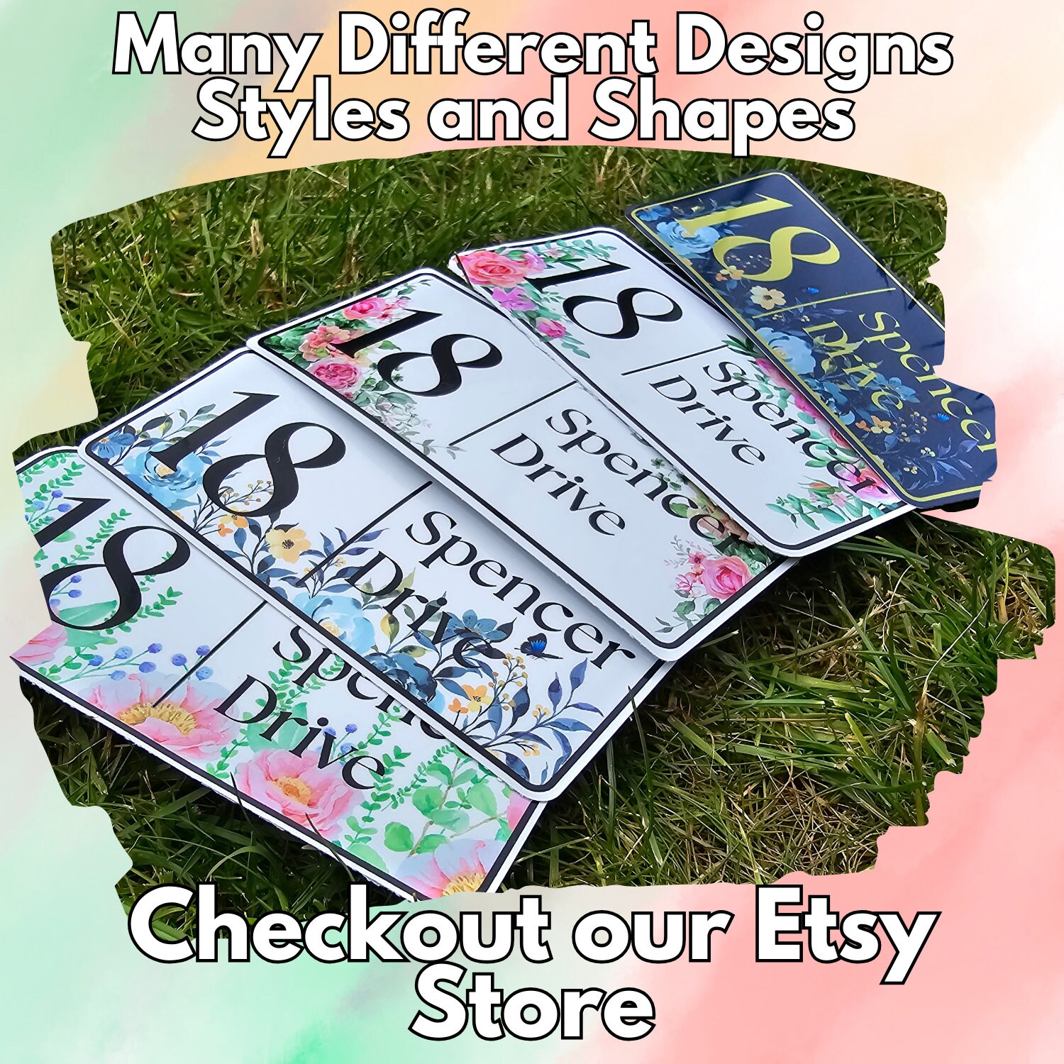 Custom Floral Laminated Wheelie Bin Stickers, House Number Street Name ...