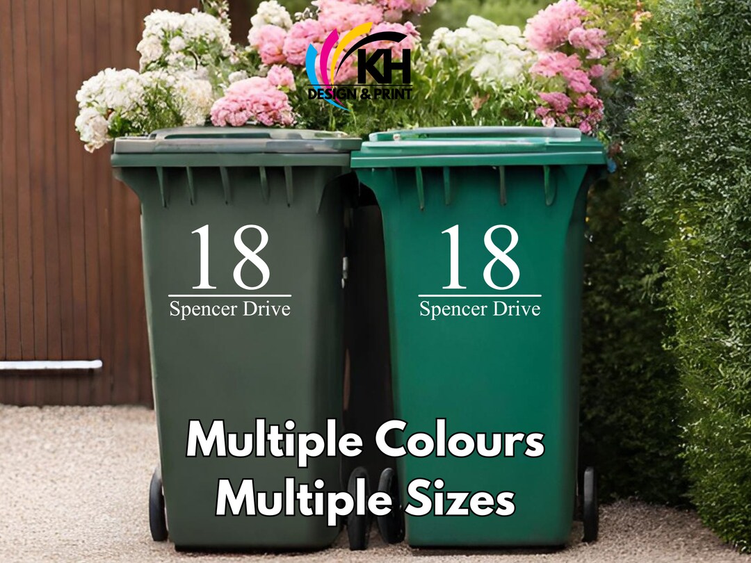 Custom Wheelie Bin Stickers, House Number Street Name Decal, Vinyl ...