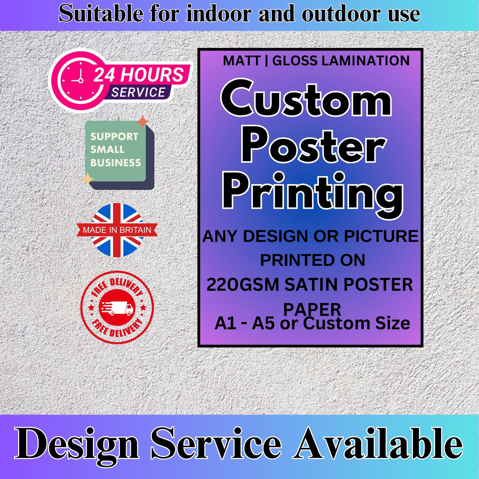 Custom Personalised Printed Posters, Any Size, A1,A2,A3,A4 , Wipeable ...