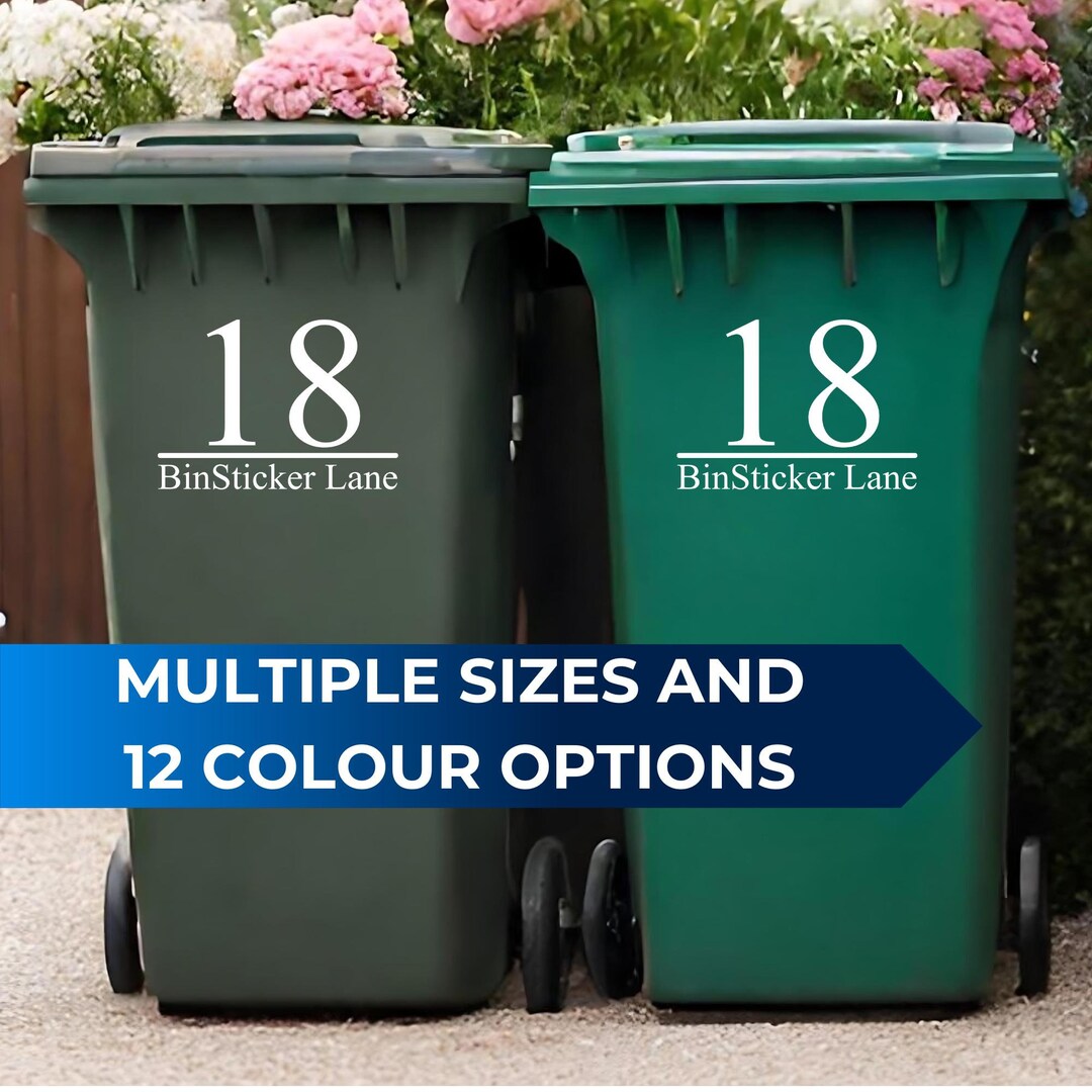 Custom Wheelie Bin Stickers, House Number Street Name Decal, Vinyl ...