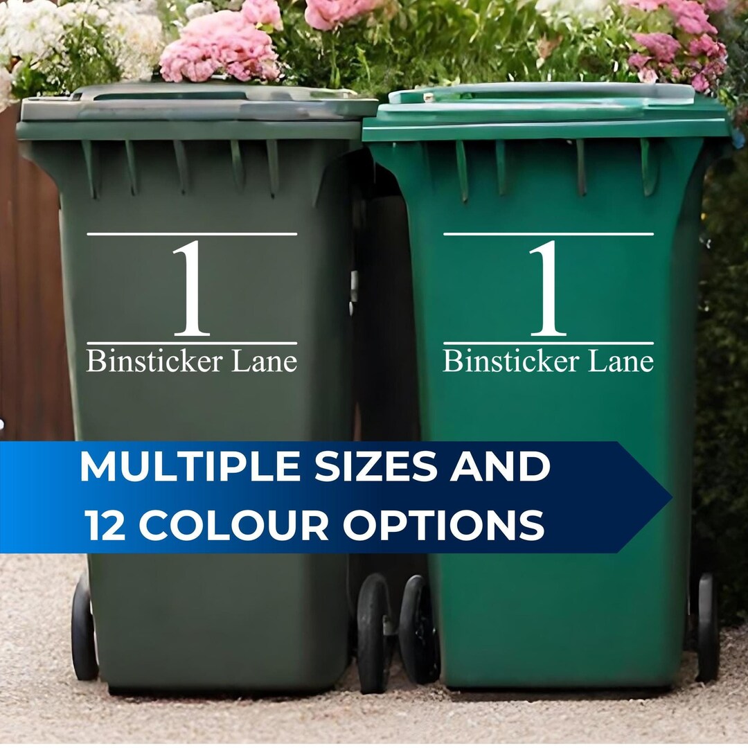 Custom Wheelie Bin Stickers, House Number Street Name Decal, Vinyl ...